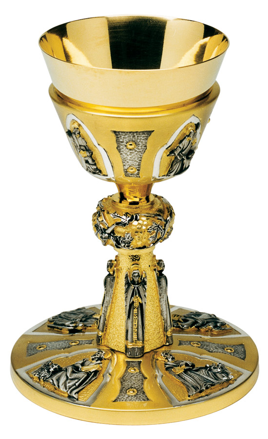 Calice religieux ciselé bicolore: Évangélistes anges raisin | Chalices ...