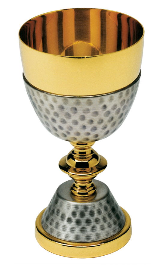 Calice pour Communion chrétienne doré avec décoration martelé ...