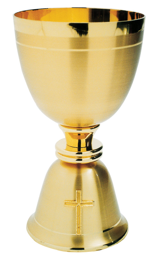 Calice catholique doré satiné avec croix émaillé à la base | Chalices ...