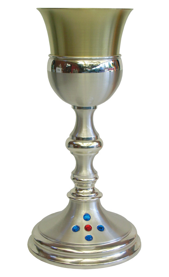 Calice eucharistique tourné avec croix de pierres precieuses | Chalices ...