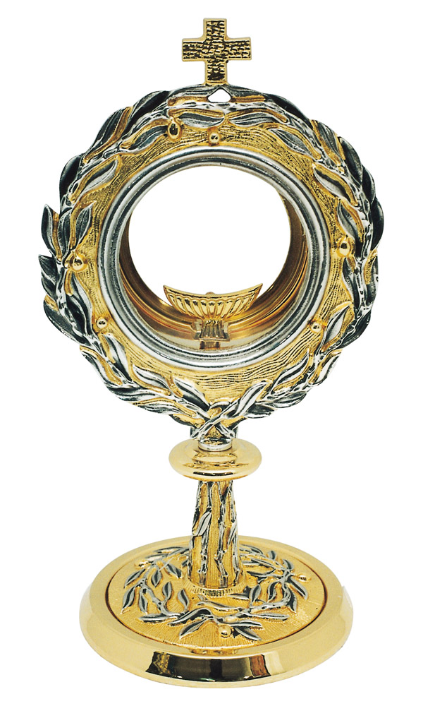 Ostensoir sacré en laiton bicolore pour liturgie avec oliviers ...