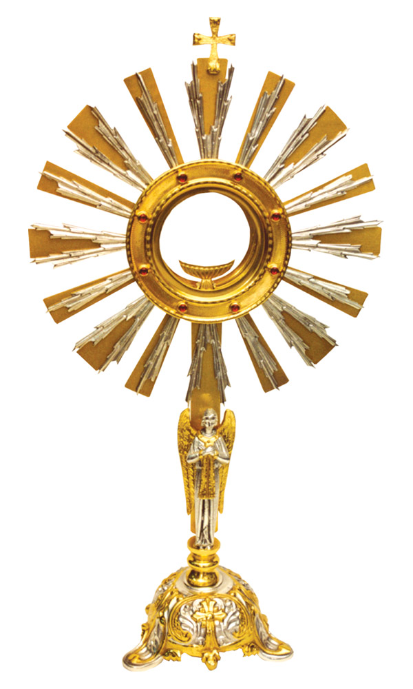 Ostensoir sacré pour Église avec croix ange et pierres rouges ...