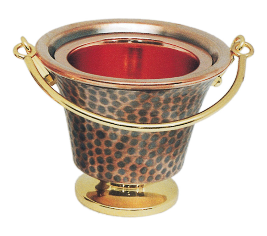 Seau à eau bénite martelé avec intérieur extractible. | Holy water pots ...